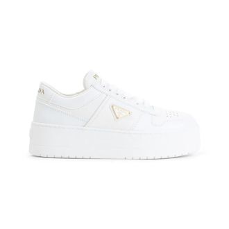 Prada Low-Top Sneaker - White Leather Sneakers With Platform Sole - Gr. 38,5 (EU) - in Wei&szlig; - f&uuml;r Damen