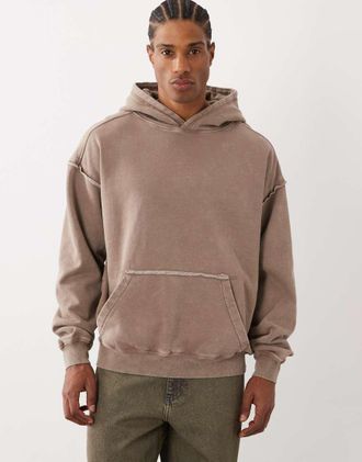 Cotton On Sweat &agrave; capuche coupe carr&eacute;e - Taupe d&eacute;lav&eacute;-Neutral