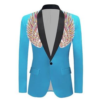 Generic Veste pour homme avec paillettes brod&eacute;es et ailes brod&eacute;es - Blazer - Col ch&acirc;le - Coupe ajust&eacute;e - &Eacute;l&eacute;gante - Motif dor&eacute; - Pour f&ecirc;te, mariage, sc&egrave;ne, ch