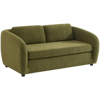 Sweeek Schlafsofa 2 Pl&auml;tze Chenille-Stoff, Stoff, Khaki