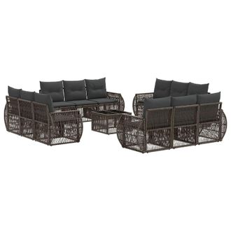 vidaXL Set Divano Da Giardino 13 Pz 12-posti Grigio E Grigio Scuro Vidaxl