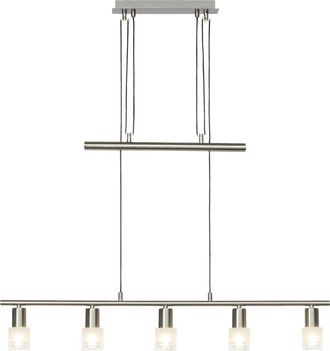 Lightbox Basic H&auml;ngelampe - 173 x 91 x 8 cm - funktionale Pendelleuchte mit mitten Glas Schirmen - h&ouml;henverstellbar - inkl. LEDs - 5 x E14, max.W- aus Metall/G