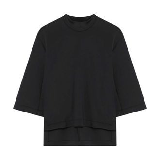 Moncler Schwarzes T-Shirt Girocollo Edward EN - - Tops - Damen - Schwarzk - XS