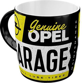 Nostalgic Art Retro Kaffeebecher, 330 ml, Opel - Garage - Geschenk-Idee für Opel-Zubehör Fans, Original Lizenzprodukt (OLP), Keramik-Tasse für Kaffee, Vintage Desig