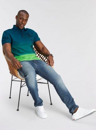 DELMAO Poloshirt Kurzarm, lässiger Print, Polokragen, aus Baumwolle