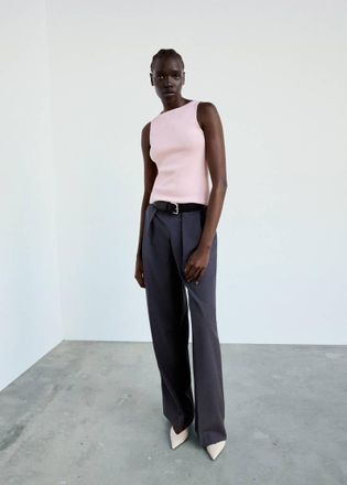 Mango Top en maille fine avec col bateau rose pastel - Femme - XXS - MANGO