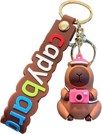 Generic Capybara Porte-cl&eacute;s figurine - Pendentif de voiture amusant - D&eacute;coration de cl&eacute; portable | Design animal de dessin anim&eacute; Mini pendentif en forme de po