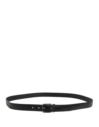 Dolce & Gabbana Men Black Classic Leather Metal Buckle Belt Calf