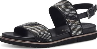 Marco Tozzi Damen Sandalen flach Glitzer Vegan, Schwarz (Black Comb), 36 EU