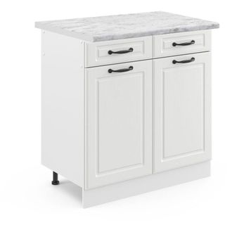 Vicco Meuble cuisine R-Line, Blanc campagne, 80 cm, pt Marbre