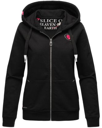 Navahoo Damen Sweatjacke mit Kapuze Hoodie Pullover Sweat Jacke B917 [B917-Cremet-Schwarz-Gr.M]