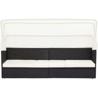 vidaXL Vidaxl - Canap&eacute; de jardin avec auvent Noir R&eacute;sine tress&eacute;e
