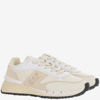 Emporio Armani Leather and Mesh Sneakers - Multicolor