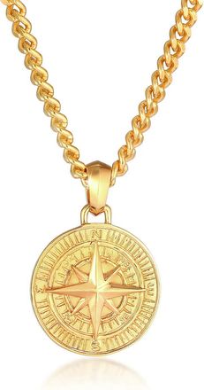 Kuzzoi Halsketten - Halskette Herren Panzerkette Kompass Cool Massiv 9 - Gr. unisize - in Gold - für Damen