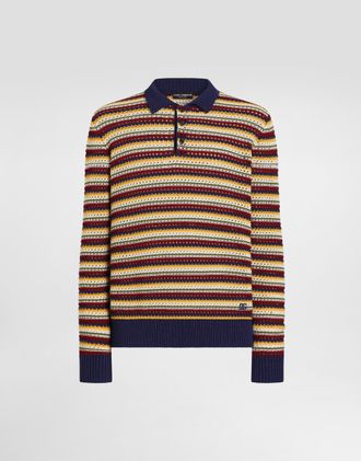 Dolce & Gabbana Polohemd Aus Gestreifter Baumwolle - Mann Strickwaren Multicolor 48