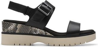 Clarks Sandales compens&eacute;es Modern Casuals pour femme, Cuir combi noir, 6