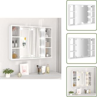 vidaXL Vidaxl - Armoire &agrave; miroir avec led Blanc 76x15x55 cm - Armoire &agrave; Miroir - Meuble De Rangement - Miroir led - Armoire De Salle De Bain - Organisation