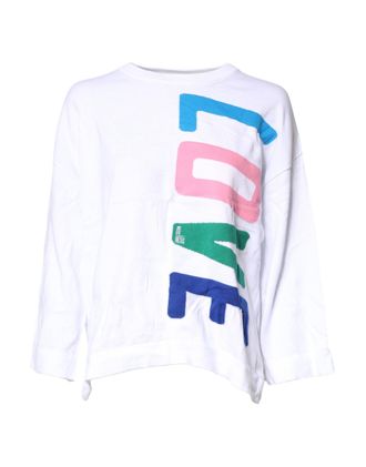 Love Moschino Womens White Graphic Print Cotton Long Sleeves T-Shirt