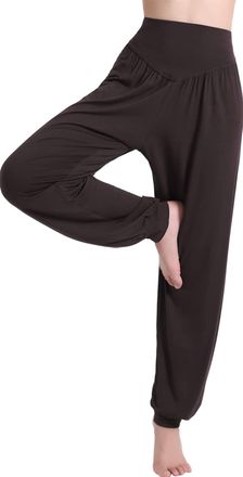Hoerev Marke Super weiche Modal Spandex Harem Yoga Pilates Hosen, Gr.-3X-Large,Kaffee