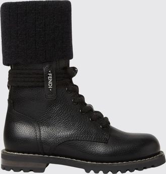 Fendi Commando Combat Boots aus Kalbsleder mit Metalllogo und Stollensohle