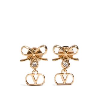 Valentino Garavani Vlogo Signature Earrings In Metal And Swarovski Crystals