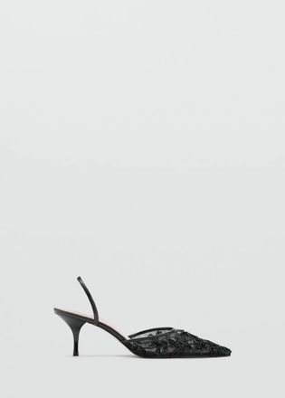 Mango Chaussures talon kitten heel brod&eacute;es de sequins noir - Femme - 35 - MANGO