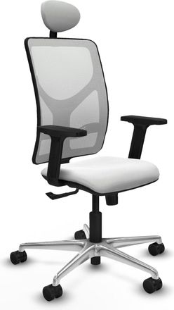 Piqueras y Crespo Wei&szlig;er Computerstuhl mit 2D-Armen, h&ouml;henverstellbare Lendenwirbelst&uuml;tze und festes Kopfteil, ausgestattet mit 3 Positionen und Schneidschaum, Wei&szlig;/Wei