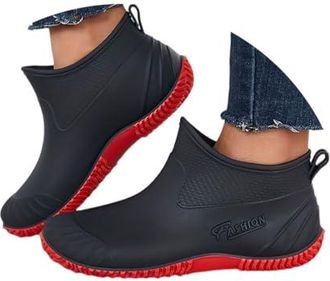 Onsoyours Bottes de Pluie Femme Confortable Antidérapant Imperméable à leau Botte de Pluie Couleur Unie Légère Bottes Chaussures à Enfiler A Noir 37 EU