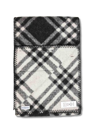 Burberry Mens Wool Scarf Black Check Scarfs