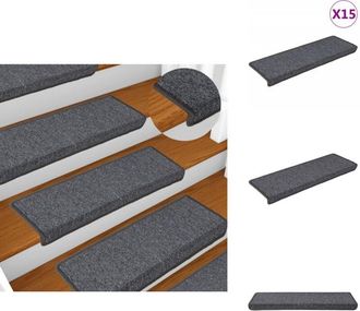 vidaXL Stufenmatten 15 Stk. 65x21x4 cm Grau und Schwarz - Stufenmatte - Treppenmatte - Treppenl&auml;ufer - Rutschfeste Matte - Teppich F&uuml;r Treppen