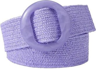 Generic Ceinture Femme Grande Taille - Ceinture large boh&egrave;me pour femme en tissu &eacute;lastique tiss&eacute; avec boucle d&eacute;corative en r&eacute;sine ronde style ethnique estival