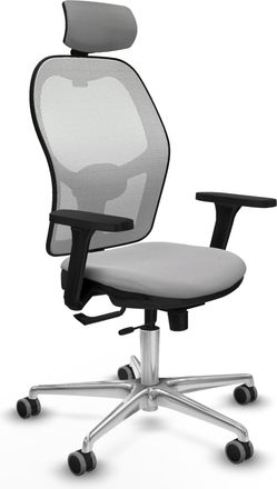 Piqueras y Crespo Ergonomischer Liegestuhl mit 3D-Armen, h&ouml;henverstellbare Lendenwirbelst&uuml;tze und h&ouml;henverstellbares Kopfteil, Wei&szlig;/Hellgrau