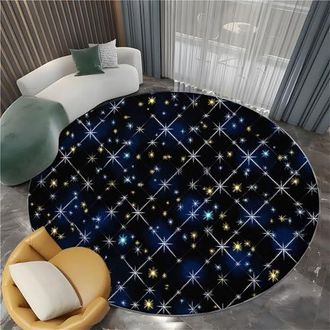 Generic Noir Minimalist Tapis Rond Salon, Lignes G&eacute;om&eacute;trie &Eacute;toiles Impression Tapis de Sol D&eacute;coration Antid&eacute;rapant pour Chambre Cuisine Balcon Terrasse Salle 