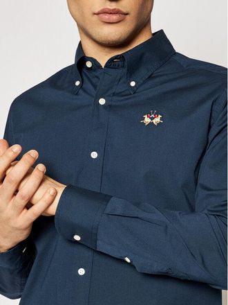 La Martina La Martina Hemd CCMC02 PP003 Dunkelblau Slim Fit