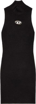 Diesel Femme, Robes, Noir, Taille: 38 FR Robe Courte Côtelée à Col Montant