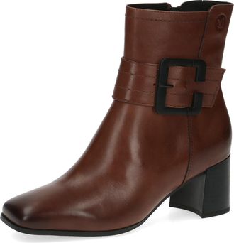 Caprice Damen Stiefeletten mit Absatz aus Leder Blockabsatz, Braun (Cognac Nappa), 38 EU