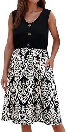 Generic Robe longue boh&egrave;me &agrave; manches courtes pour femme, style d&eacute;contract&eacute;, ample, confortable, avec poches, blanc, XXL