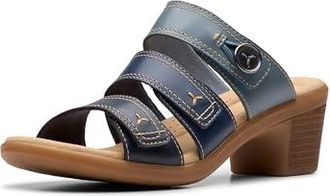 Clarks Sandales &agrave; talons Emily 2 Adella pour femme, Cuir bleu marine, 11 Narrow