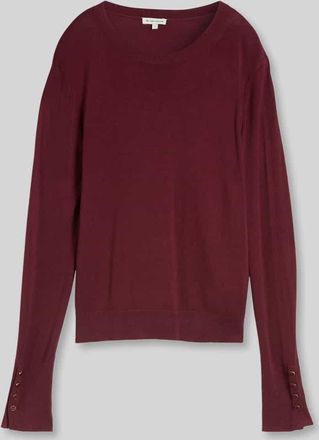 Tom Tailor Pullover aus Viskosemix mit Knopfdetails am &Auml;rmel
