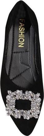 Generic Ballerines plates d&eacute;contract&eacute;es &agrave; bout pointu pour femme - Couleur unie - &Eacute;l&eacute;gantes et classiques - Avec strass - L&eacute;g&egrave;res et confortables - Pour le tr