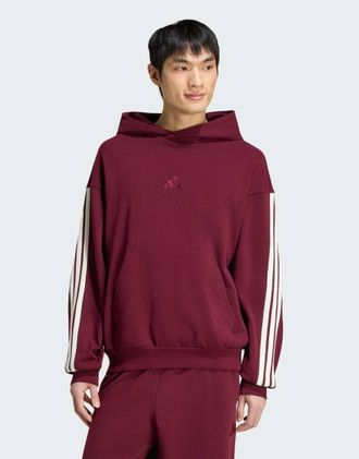 adidas Adidas kit hoodie 3 bandes bordeaux / blanc cass&eacute;-Marron
