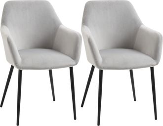 HOMCOM Esszimmerst&uuml;hle 2er Set K&uuml;chenstuhl mit R&uuml;ckenlehne, Samtoptik, Sessel Polsterstuhl mit Armlehne, Wohnzimmerstuhl mit Stahlbeine St&uuml;hle f&uuml;r Esstisch, 