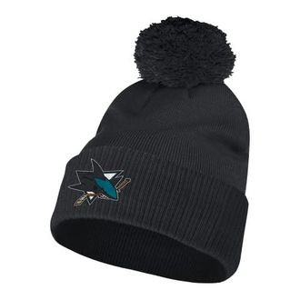 adidas Bonnet &agrave; pompon NHL avec poignets, San Jose Sharks Noir, taille unique