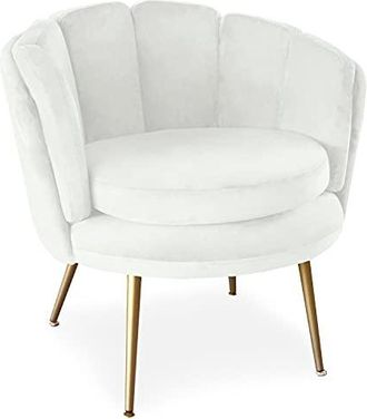 Menzzo Brenda Runder Sessel mit Samtbezug Wei&szlig;