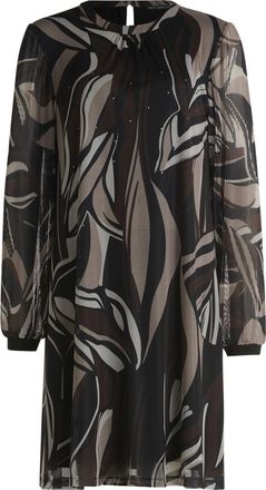 Betty Barclay Damen Chiffonkleid Langarm 40, Taupe/Black