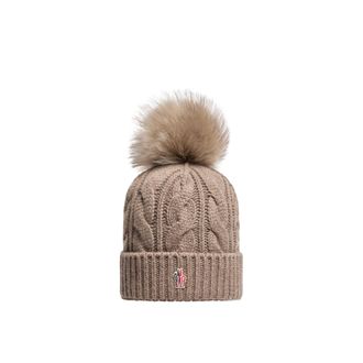 Moncler Moncler Wool & Cashmere Beanie With Pom Pom, Women, Brown, Size: One Size