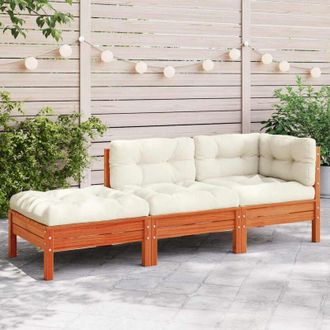 vidaXL vidaXL Gartensofa mit Kissen und Hocker 2-Sitzer