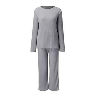 Generic Ensemble de surv&ecirc;tement pour femme en velours corail confortable pour la maison - Ensemble leggings et sweat-shirt pour femme, gris, XXL