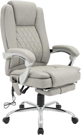 Clp B&uuml;rostuhl ergonomisch mit Massagefunktion Rubia, Schreibtischstuhl mit Heizfunktion und Fu&szlig;ablage, Drehstuhl h&ouml;henverstellbar bis 150 kg, Farbe:grau