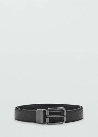 Mango Ceinture cuir crocodile noir - Homme - 100 - MANGO MAN